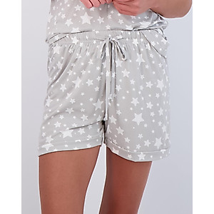 2 Pack: Womens Short Sleeve Tops Striped Pajama Sets Shorts Ladies Summer Soft 2 Piece Matching Cute Comfy Sleepwear Pajamas Adult Loungewear Bottoms lounge Pijamas de Mujer Pj Women - Set 5, 2XL