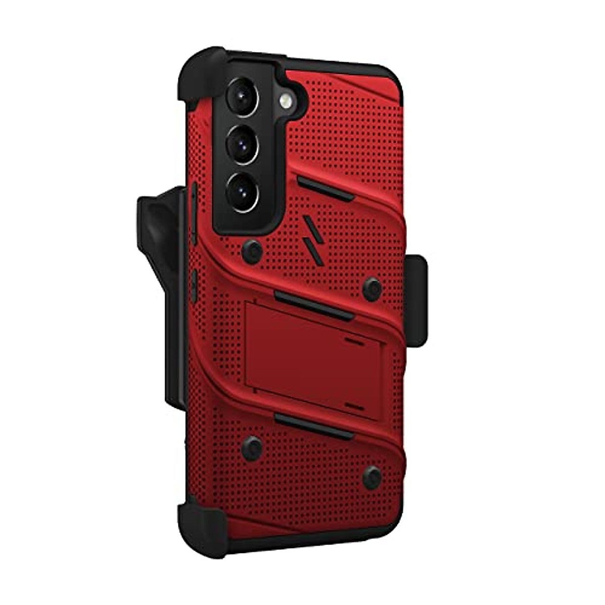 ZIZO Bolt Bundle for Galaxy S22 Case with Screen Protector Kickstand Holster Lanyard - Red