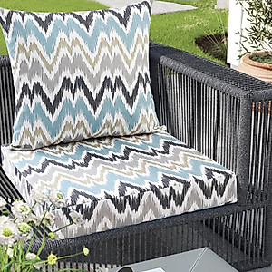 idee-home Outdoor Cushions for Patio Furniture, Outdoor Seat Cushions 24 x 24 with Fade Resistant Waterproof Removable Cover, Deep Seat Replacement Couch Sofa Chair Cushions for Yard Garden