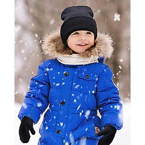 4 Sets Toddler Boys Hat and Glove Kids Winter Beanies with Gloves Warm Knitted Baby Beanie Hats Set Cuffed Skull Cap for Boys Girls