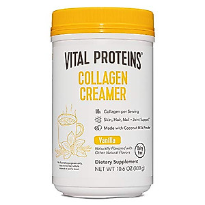 Vital Proteins Collagen Coffee Creamer, Non-dairy & Low Sugar Powder with Collagen Peptides Supplement - Supporting Healthy Hair, Skin, Nails with Energy-Boosting MCTs - Vanilla 10.6oz