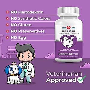 Joint Supplement for Dogs - 120 Chewable Tablets - Glucosamine for Dogs - with Chondroitin, MSM & Manganese - Hip & Joint Supplement for Dogs Mobility Support & Dog Joint Pain Relief