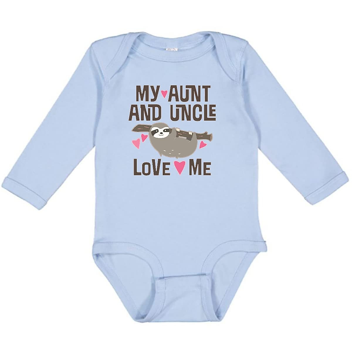 inktastic My Aunt and Uncle Love Me Sloth Long Sleeve Creeper Newborn 0100 Light Blue 33f49