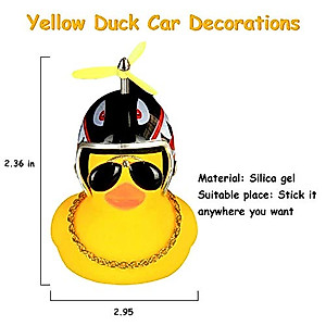 wonuu Rubber Duck Toy Car Ornaments Yellow Duck Car Dashboard Decorations with Propeller Helmet