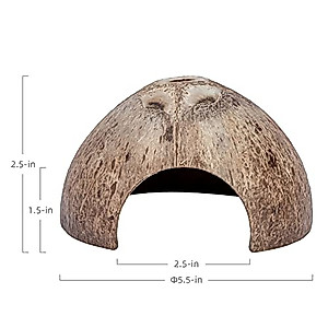 Niteangel 2 Pack Natural Coconut Reptile Hideouts, Lizard, Spider and Aquarium Fish Hide Cave (Smooth Surface)