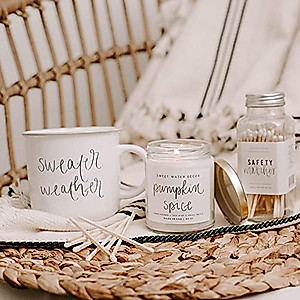 Sweet Water Decor Fall Coffee Mugs | Seasonal 16oz Ceramic Campfire Coffee Cup | Microwave & Dishwasher Safe Autumn Mug Great for Halloween, Pumpkin Spice Lattes & Thanksgiving (Sweater Weather)