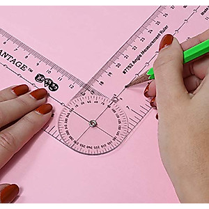 LEARNING ADVANTAGE-7752 Angle Measurement Ruler - Clear, Flexible and Adjustable Geometry Measuring Tool - Measure Angles to 360 Degrees and Lines to 12"