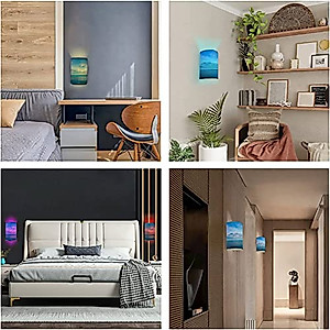 CAKOJV188 Battery Operated Wall Sconces Wireless Wall Lamp Fixtures Beautiful sea Landscape Morning Thailand Horizontal sea Sky Sea View Dimmable Wall Lights for Bedroom Living Room Hallway Set of 2