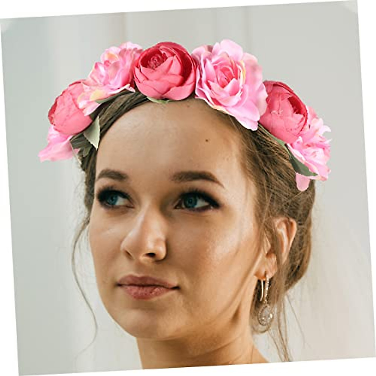ifundom flower crown and wrist band adjustable flower crown Hair Wreath flower Headband Garland Wristband corsage wristlet floral crown Korean bride headband Miss fabric hawaii 1 Set