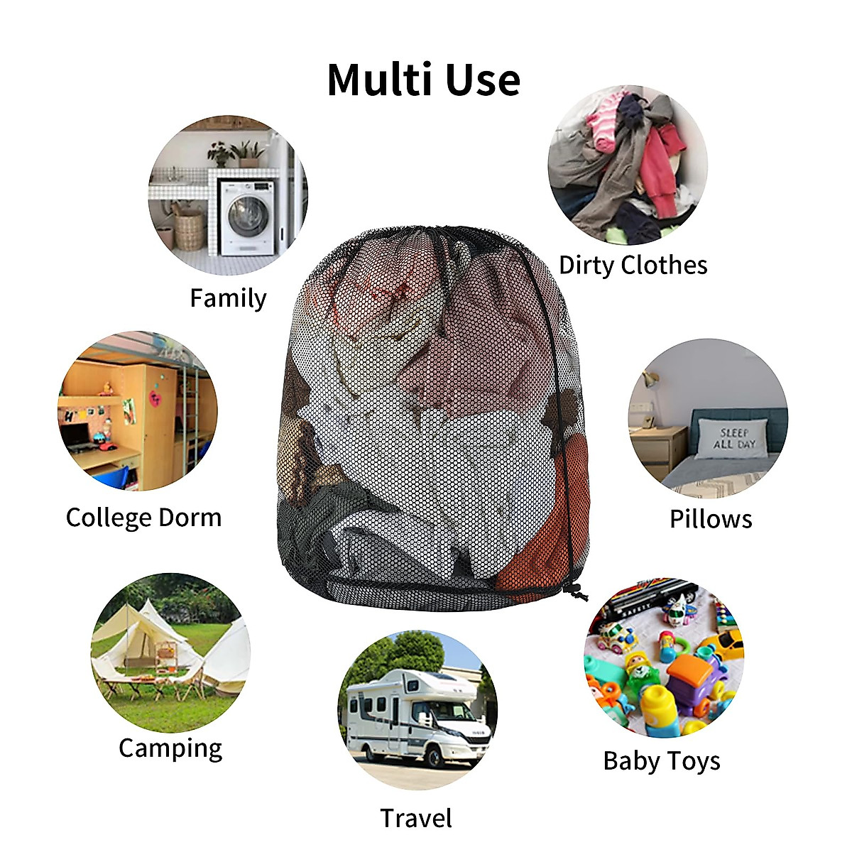 Mesh Laundry Bag - With Drawstring Closure 31×24 Inch Large Laundry Bag Ideal Machine Washable Mesh Laundry Bag for Factories,College,Dorm and Apartment Dwellers (Black,2Pcs)