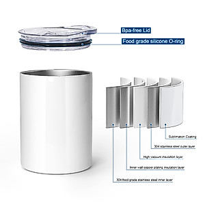 AGH 10OZ Sublimation Wine Tumblers Blanks, 8 Pack Straight Stainless Steel Tumblers with Lids and Straw, Sublimation Coffee Cups Mugs for Hot & Cold Drinks