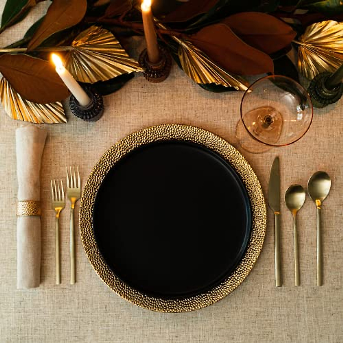 Rickion Charger Plates and Napkin Rings, Set of 6, Gold Chargers for Dinner Plates – Unique, Elegant, Bubble Plate Chargers & Matching Napkin Rings – Thick, Reusable PP Plastic