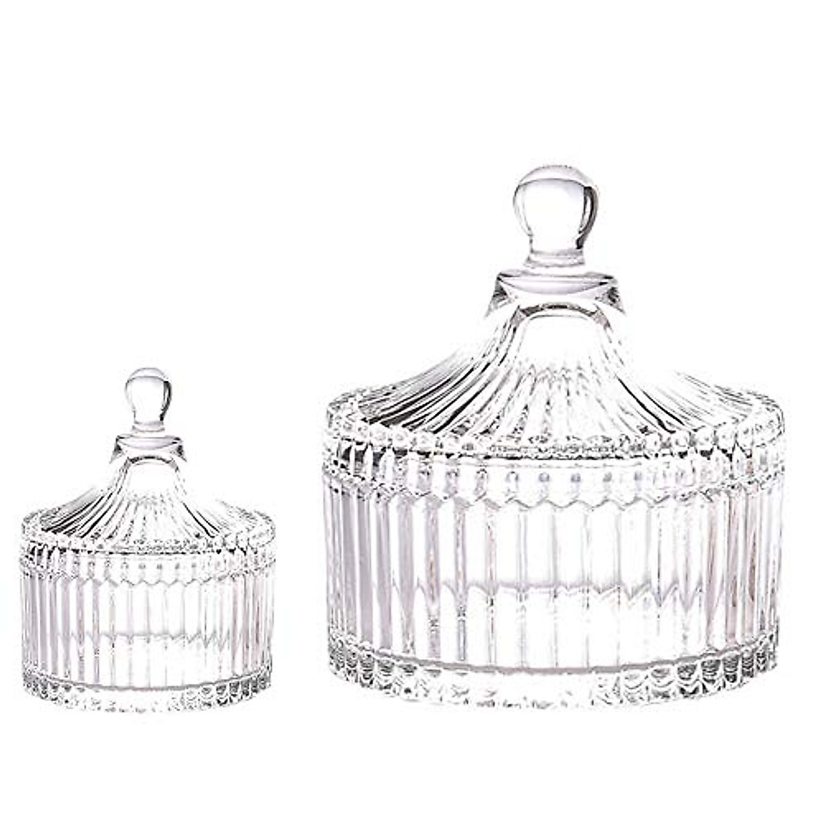 R FLORY Glass Jars Bathroom Organizer Qtip Holder Vanity Canister Jar Glass Lid Cotton Swabs Container 2 PCS/set (Transparent)