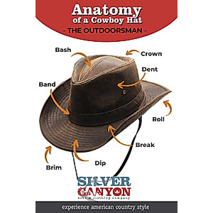 Weathered Outback Outdoorsmen Shapeable Hat, Silver Canyon, Brown, Large