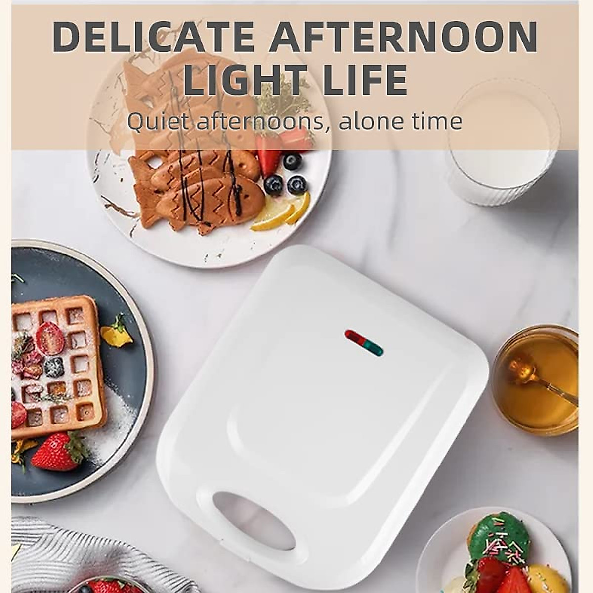 Mini Donut Maker, Mini pancakes maker Machine for Breakfast, Snacks, Desserts & More with Non-stick Surface, cake machine, Double-sided heating Makes 16 Doughnuts