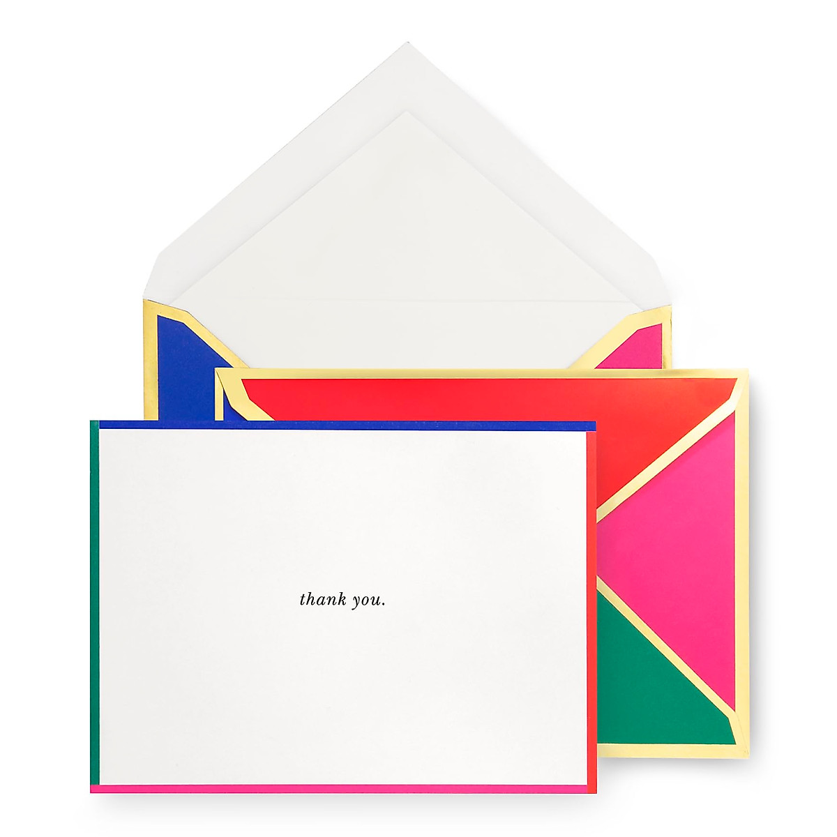 kate spade new york Blank Thank You Cards, Stationery Set with 10 Cards and Envelopes, Colorblock