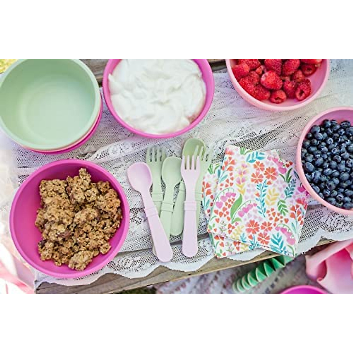 Re-Play Made in USA 7" Toddler Plates, Set of 2-22 Oz. Deep-Walled and Stackable Plastic Plates, Dishwasher and Microwave Safe - 7.37" x 7.37" x 1.25" Kids Plates, Grey