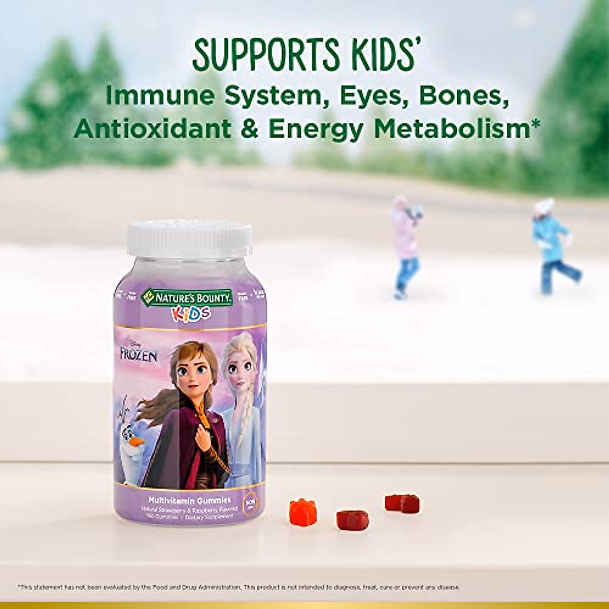 Nature's Bounty Disney® Frozen Kids Gummy Multivitamin, Natural Strawberry & Raspberry Flavored, Vitamins A, C, D, E, and Select B Vitamins, 60 Gummies