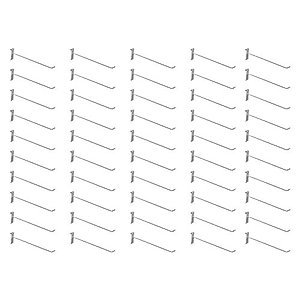 DBM IMPORTS 50 PC 12" Gloss White Long Grid Wall Metal Hooks Display for Use W/Gridwall Panels