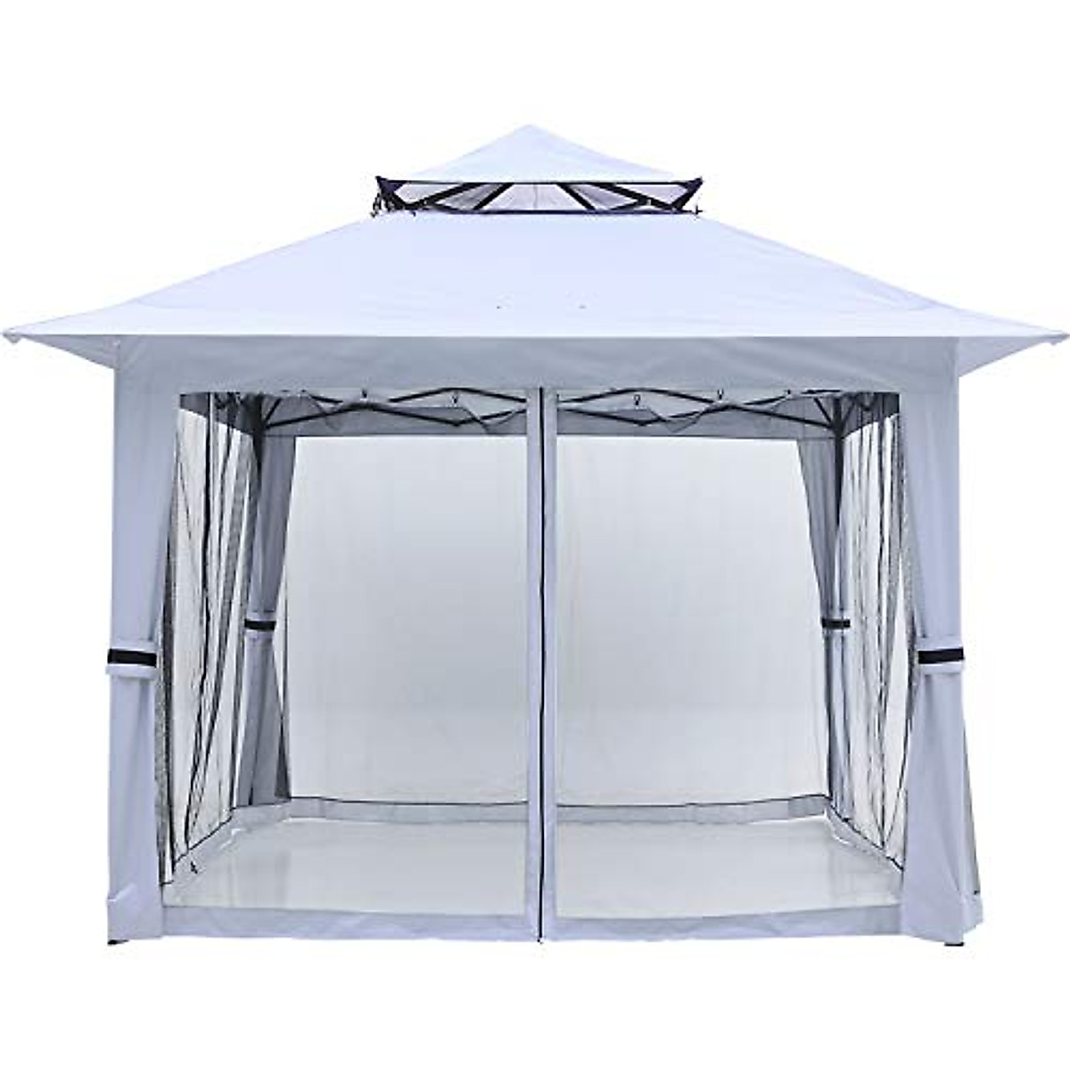 MASTERCANOPY Patio Gazebo Outdoor Pop Up Gazebo with Mesh Walls (13x13 White)