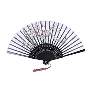 ZAEGO Chinese Fan Folding Hand Fan Chinese Style Dance Wedding Party Lace Silk Folding Hand Held Flower Fan Handheld Folding Fan Japanese Fan (Color : F, Size : 21 * 55cm)