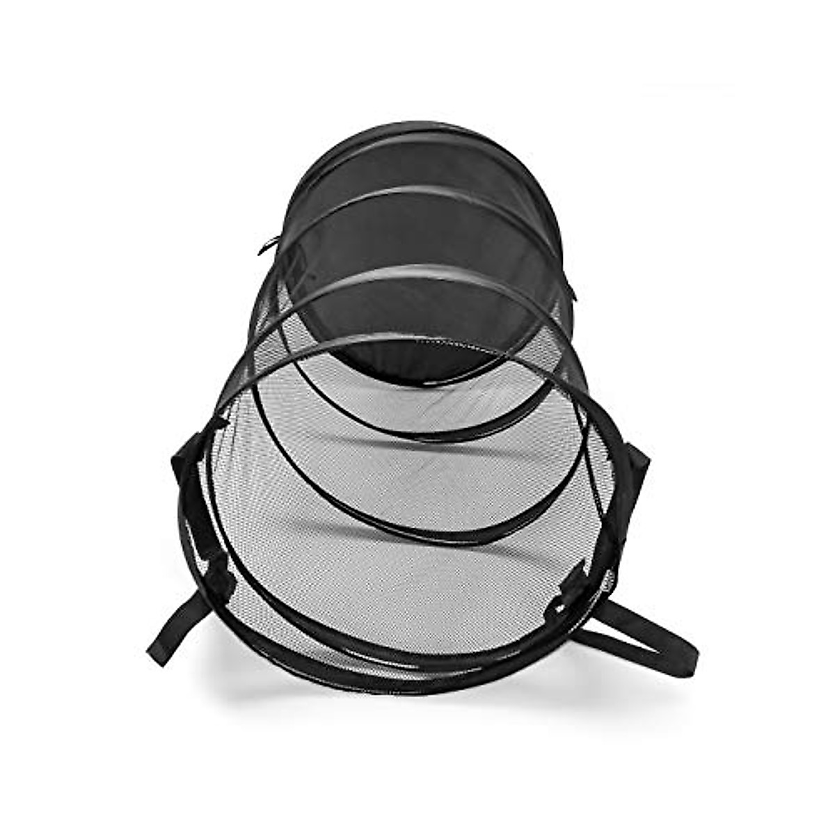 Camco Pop Collapsible Mesh Hamper Basket with Handles-Easy to Store and Clean, Perfect for Travel, Dorms, and More, Minimizes Moisture Caused Laundry Odors-Black (51977)