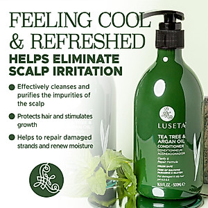 Luseta Tea Tree Oil Conditioner - Natural Anti Dandruff Treatment for Dry and Damaged Hair, Sulfate Free & Safe for Color Treated Hair 16.9oz
