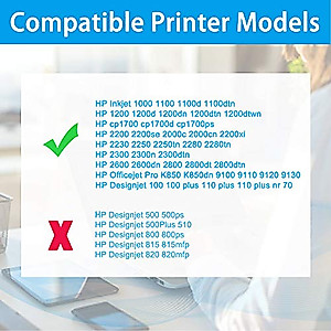 LCL Compatible Ink Cartridge Replacement for HP 10 11 C4844A C4836A C4837A C4838A 1000 1100 1100d 1100dtn 1200 1200d cp1700ps 2000cn 2200xi 2200 2200se 2000c (5-Pack 2Black Cyan Magenta Yellow)