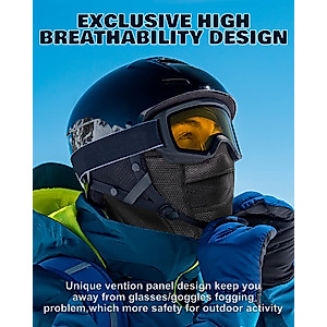 KINGBIKE Balaclava Ski Mask for Men Women Pasamontañas Hombre para Frio Winter Full Face Mask Cold Weather Water Resistant Windproof Fabric with Fleece Thermal Neck Warmer Gear Motorcycle(Black)