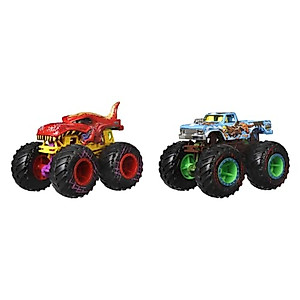Hot Wheels HCL67 Monster Trucks 1:64 Scale Pack 2 Roarin' Rumble Mod Sdos, Multi-Coloured
