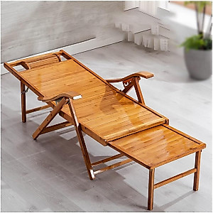 JIAYOYO Foldable Wooden Recliners with Footrest,Wooden Outdoor Foldable Armchair with 5 Position Adjustable Backrest Chair Recliner Chair for Patio Lawn Beach,Tea Color