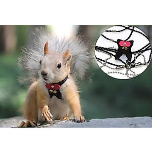 Squirrel Traction Rope Strap Anti-Biting Chain Rope, Adjustable Vest, Small Animal Walking Harness with Lead Leash with Free Collar for Hamster Gerbil Rat Mouse Ferret Chinchilla (Black with Blue)