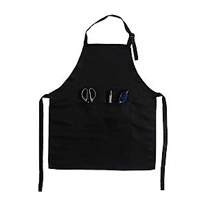 H.BETTER Kid Apron Adjustable Strap with 2 Pockets Painting Cooking Craft Backing Unisex Age 8-12(Black)