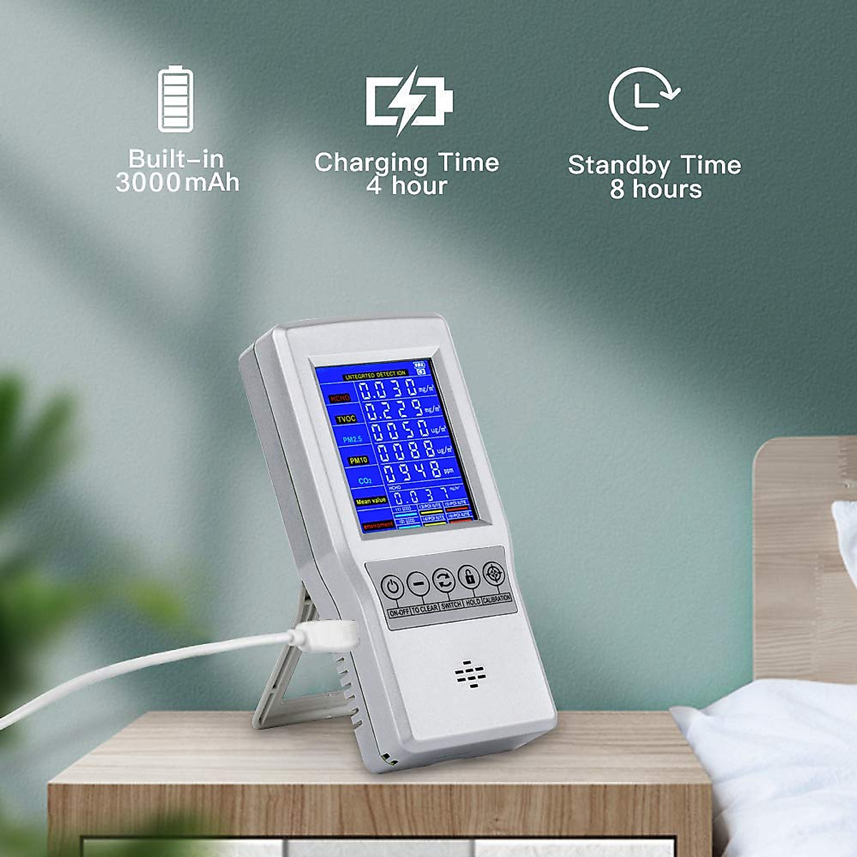 Air Quality Monitor BIAOLING Accurate Tester for CO2 Formaldehyde(HCHO) TVOC PM2.5/PM10 Multifunctional Air Gas Detector Real Time Data&Mean Value Recording for Home Office and Various Occasion