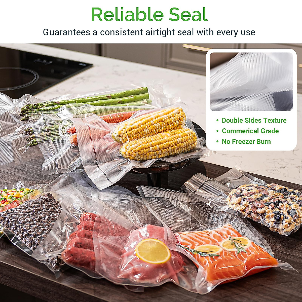 GERYON Vacuum Sealer Machine Black and 2 Pack Vacuum Sealer Bag 8x16ft Rolls