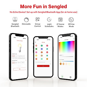 Sengled Smart Bulb, Bluetooth Mesh, Work with Alexa Only, A19 Dimmable E26, 60W Equivalent Soft White 800LM, Certified for Humans Device, 1 Pack