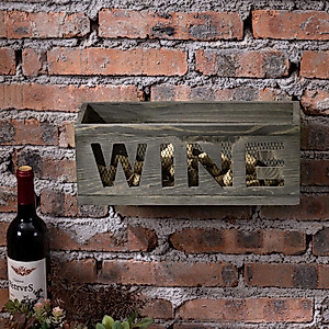 MyGift Wall Mounted Wine Cork Holder - Rustic Gray Wood and Metal Mesh Open Top Wine Accessories Storage Box