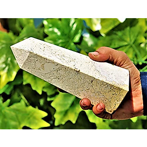 Superb Natural Polished Brown King Cobra Jasper Quartz Crystal Stone 4 Faceted Obelisk Tower (180mm/870gm) Point Minerals Specimen Chakra Healing Charged Metaphysical