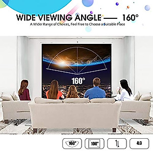 FurniTure Projector Screen 4:3 100" Portable Projection Screen with Stand Video Projector Screen Anti-Crease 160° Viewing Angle Support Home Theater Outdoor Indoor