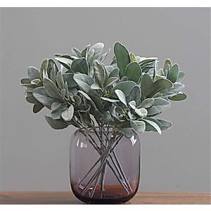 Skyseen 5Pcs Artificial Lambs Ear Greenery Leaves for Wedding Bridal Bouquet Party Home Garden Decor