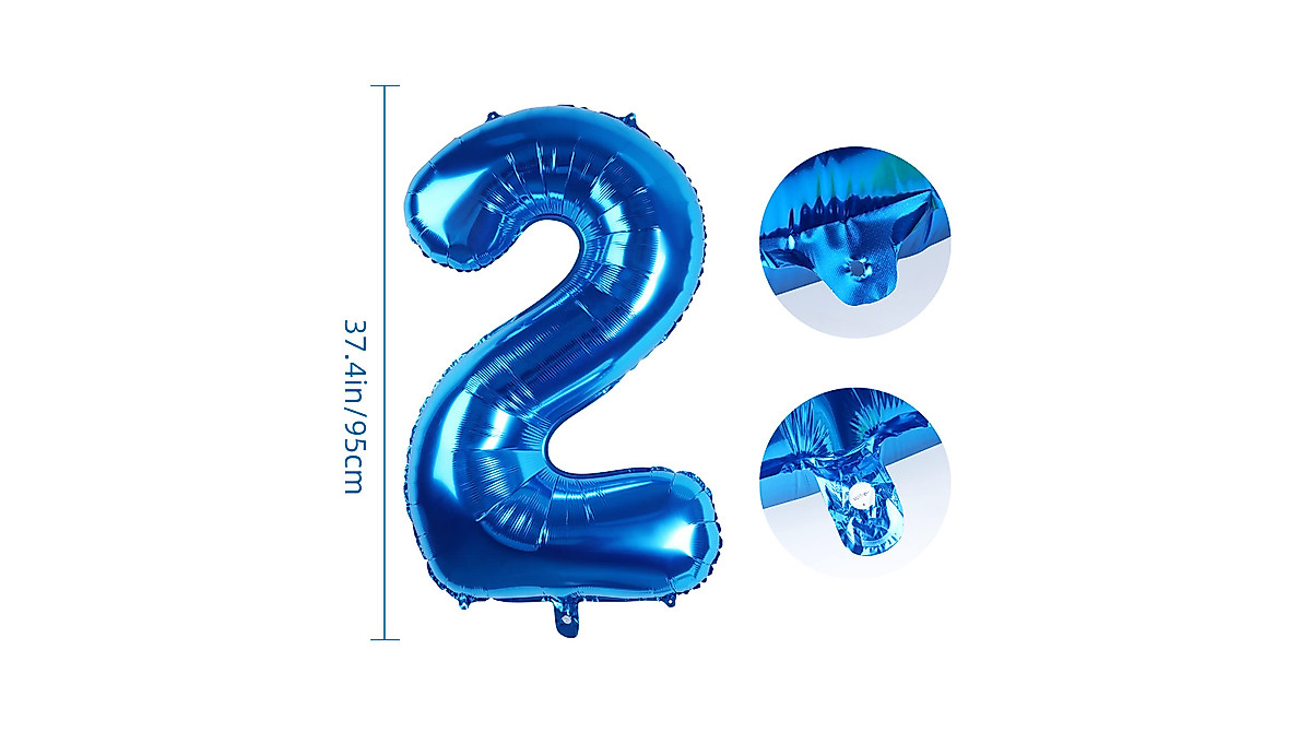 Waenerec Number Balloons 40 Inch Blue Number 2 Balloon Large Helium ...