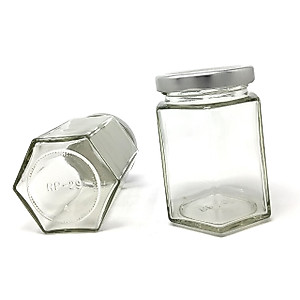 6 oz Hexagon Glass Jar with Silver Metal Lid 12-Pack by Packaging For You