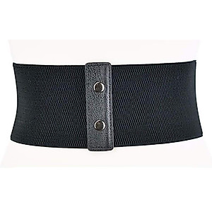 Nanxson Womens Elastic Wide Waist Band Tied Waspie Corset Obi Waist Belt PDW0077 (black)