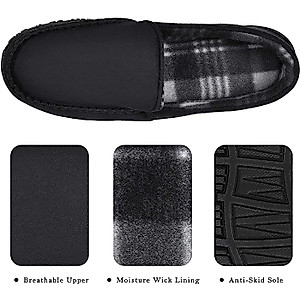 MIXIN Slippers for Men House Shoes Moccasin with Comfortable Memory Foam Indoor Outdoor black 11