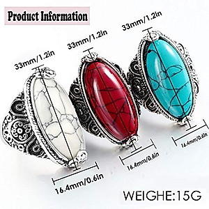 LadayPoa Charming 925 Sterling Silver Cubic Zirconia Ring with Red Synthetic-Turquoise Stone Size 9