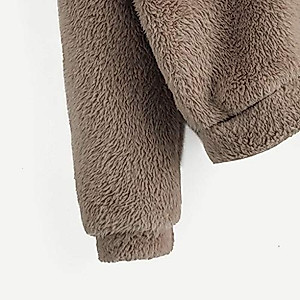 Womens Casual Hooded Sweatshirt Loose Drawstring Pullover Hoodies Long Sleeve Solid Bear Ear Sweatshirt Tops