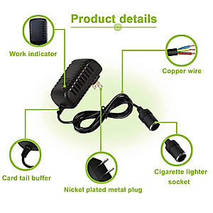 12V Power Supply AC to DC Converter Wall Plug to Car Cigarette Lighter Power Adapter, 110V-240V to 12V Current 2A Max Power 24W Max for Car Shaver Camera Speaker Echo at Home and Hotel, etc