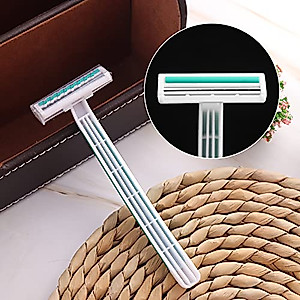 Disposable Razors in Bulk ,Green Razors Individually Wrapped Bulk,Twin Blade Razors with Clear Safety Cap and Shaving Cream, Razors For Homeless, Hotel,Air Bnb,Shelter/Homeless/Travel (50)