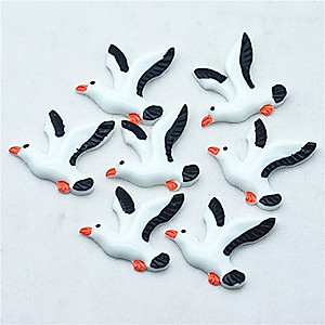 ZAMTAC 31mmX31mm 20PCS Resin Flatback Seagulls|Flatback Sea Beach Miniatures|Summer Holiday Miniatures - (Color: Black COLOR-20PCS)
