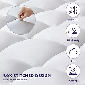 Homemate Memory Foam Mattress Topper King, Dual Layer 4 Inch Cooling Mattress Topper, 2 Inch Gel Memory Foam Plus 1800TC Mattress Pad Comfort Support, Pillow Top with 8-21 Inch Deep Pocket, White